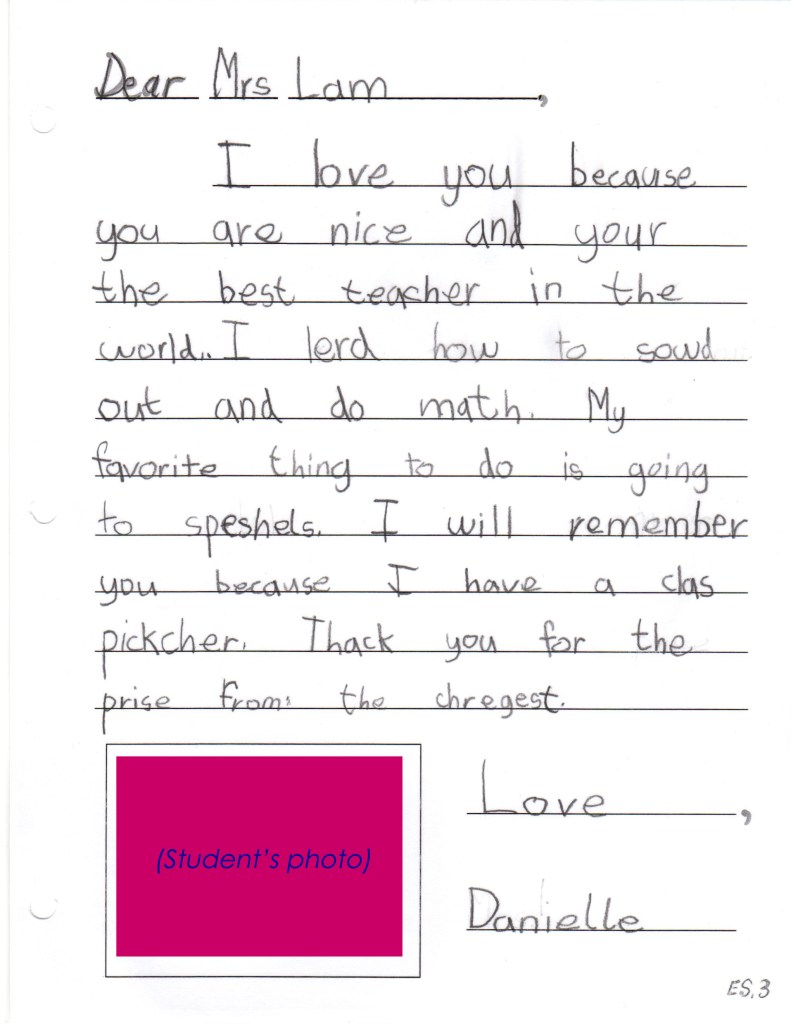 A Letter to My Teacher, Ms. Lam – Mama Snow Cooks and More