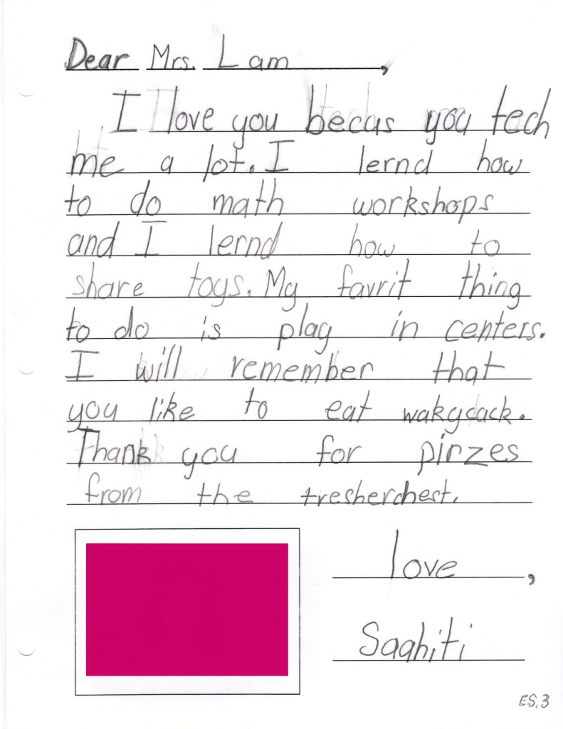 A Letter to My Teacher, Ms. Lam – Mama Snow Cooks and More